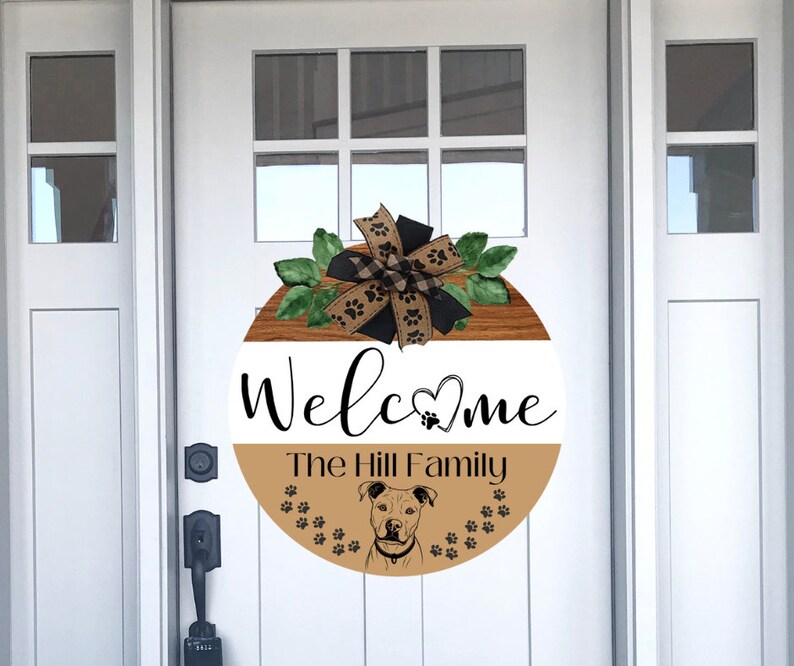 Custom Wooden Pitbull Welcome Sign Personalized Front Door Decor for ...