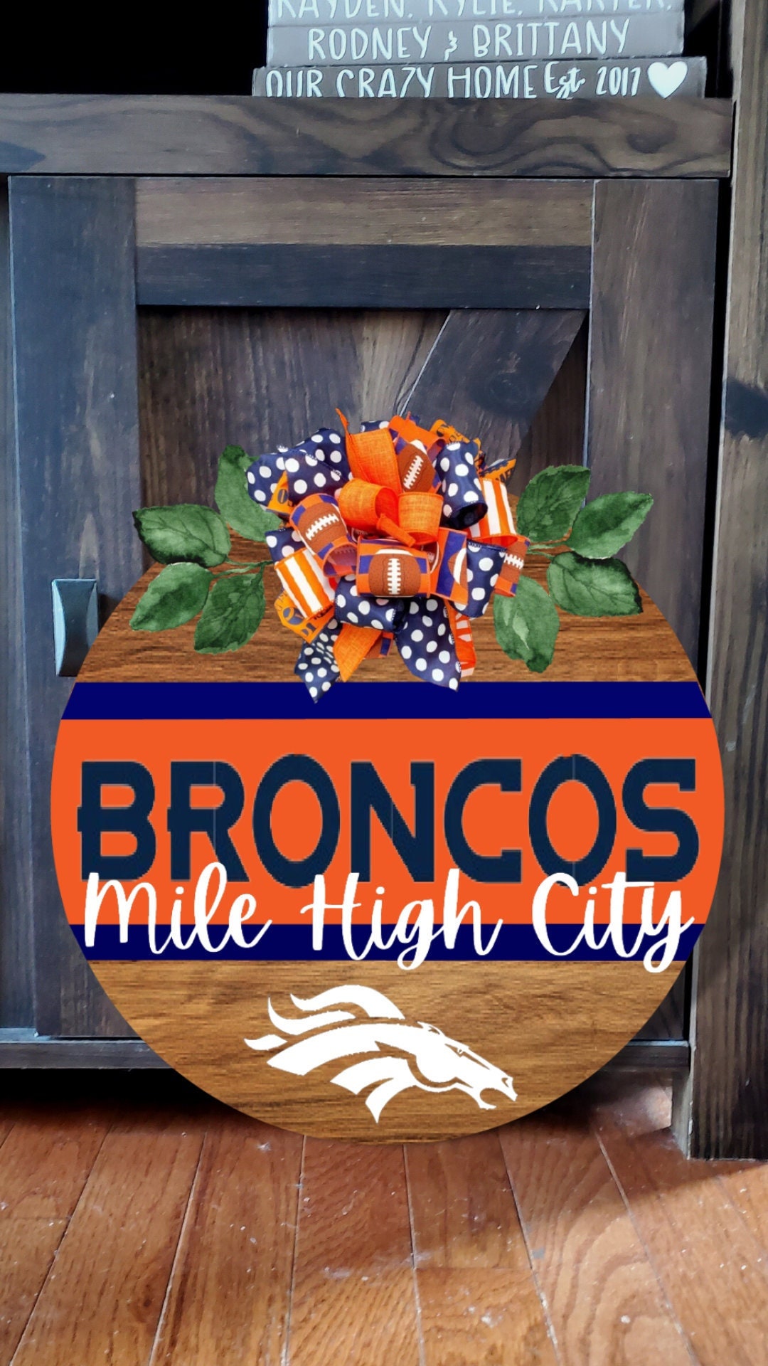 Denver Broncos Wood Door Hanger Football Season Sign Colorado Sports ...