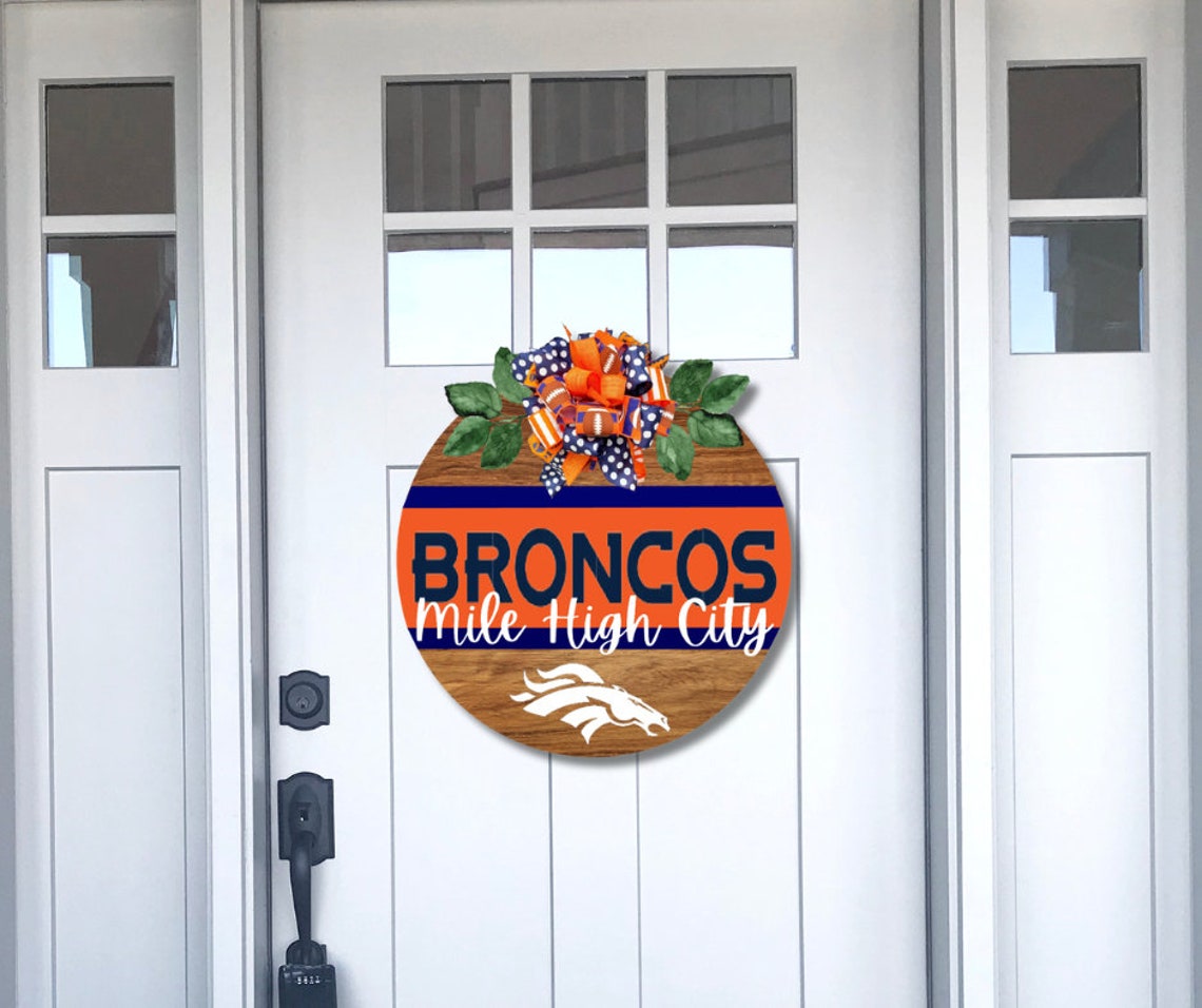 Denver Broncos Wood Door Hanger Football Season Sign Colorado Sports ...