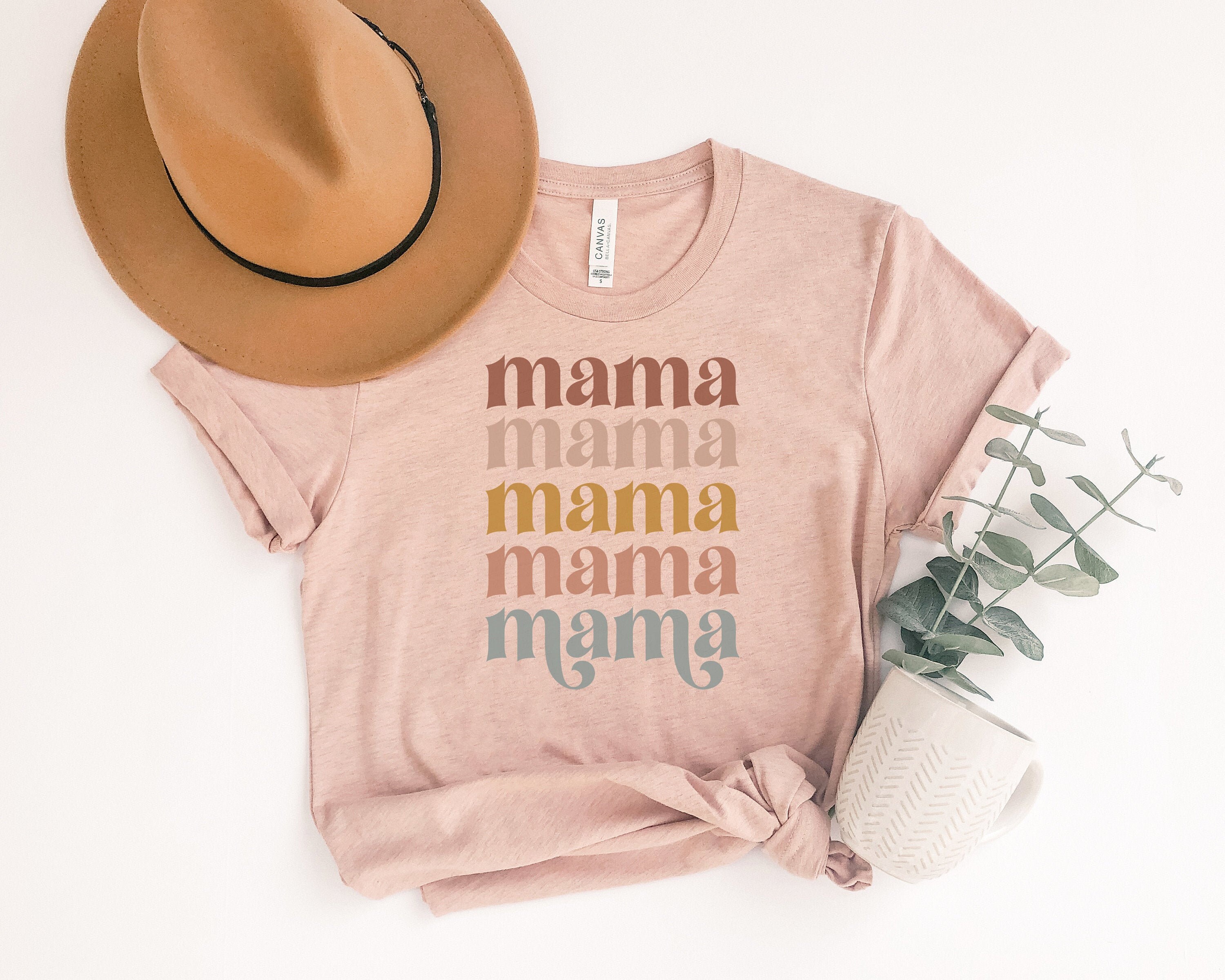 Retro Mama Heather Peach Short-sleeve T-shirt Mama Shirt Mom - Etsy