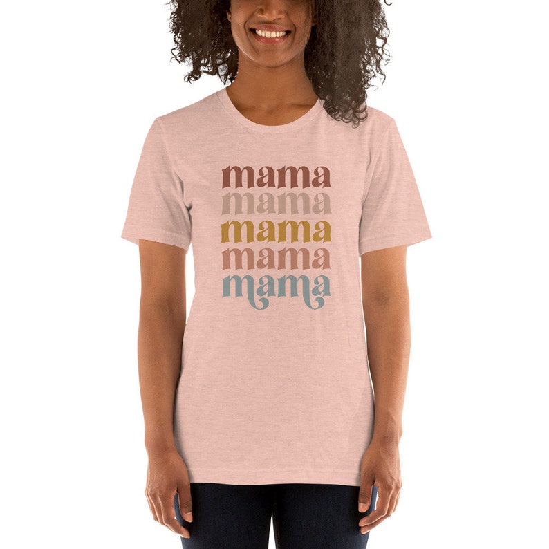 Retro Mama Heather Peach Short-sleeve T-shirt Mama Shirt Mom - Etsy