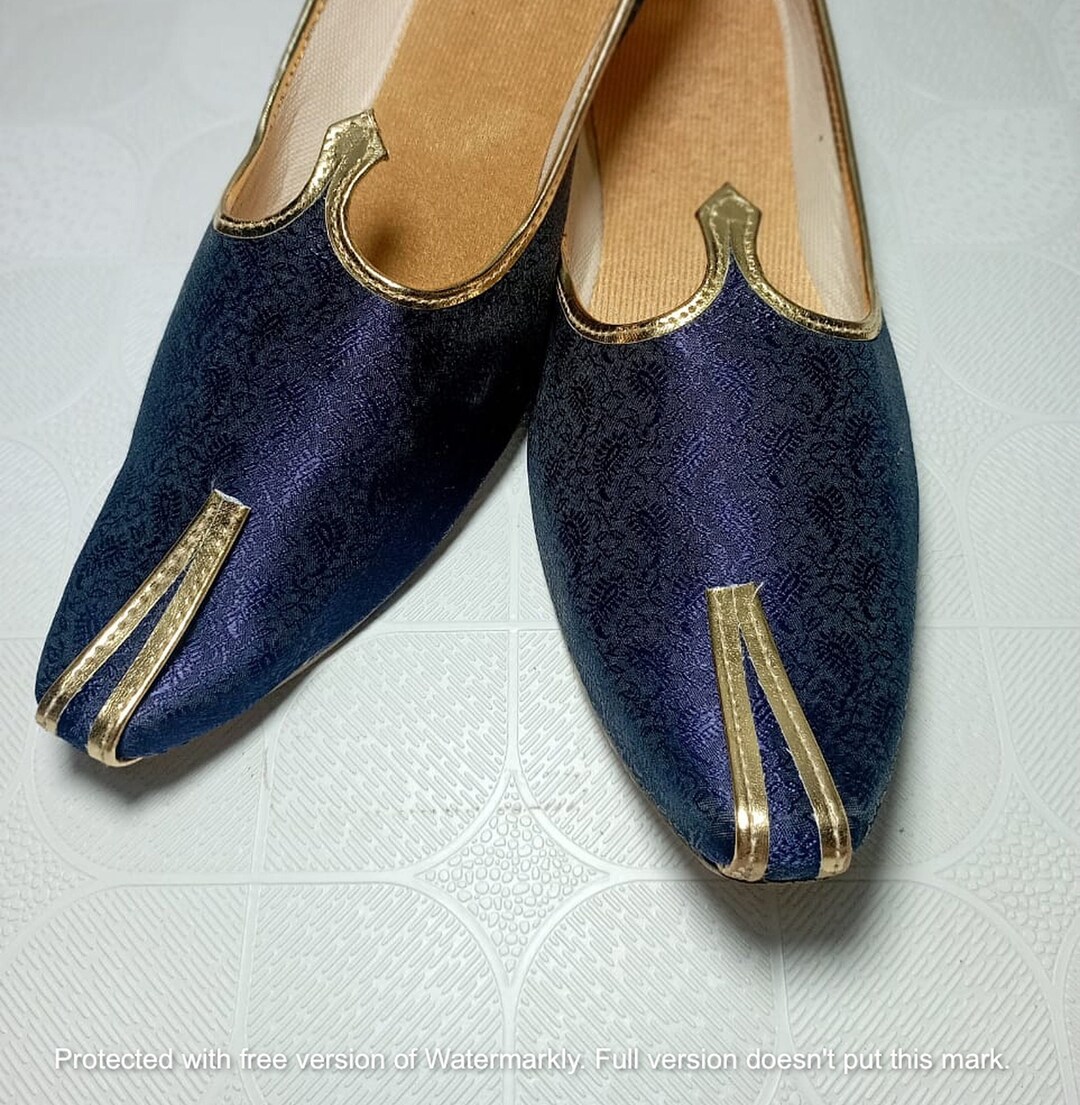 Royal Navy Brocade Jutti Gold Accent Traditional Groom Footwear ...