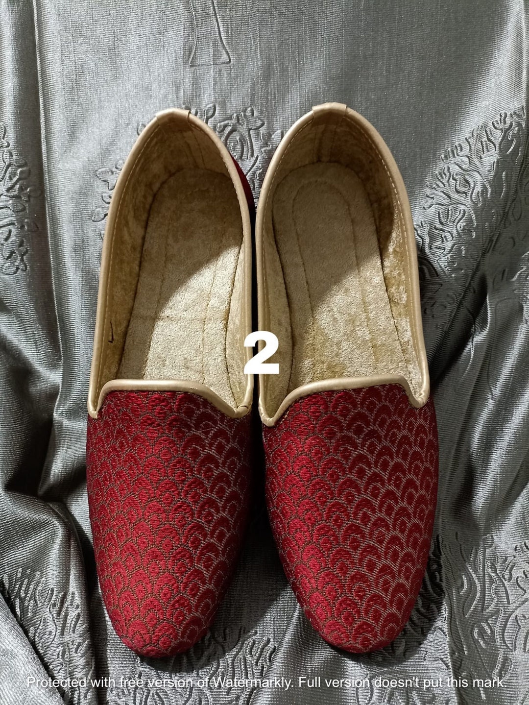 Red Brocade Mojari Shoes for Men, Handmade Ethnic Jutti, Traditional ...