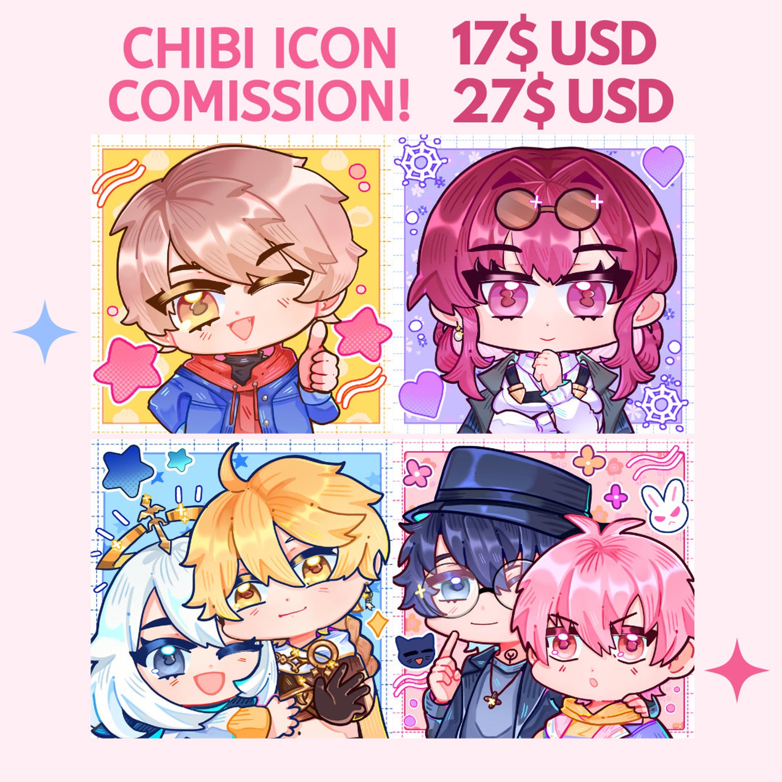 Custom Chibi Icon Couple, Cute Anime Chibi, Chibi Couple, Custom Chibi ...