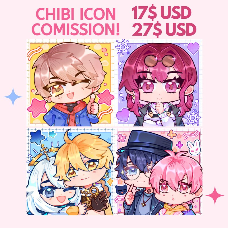 Custom Chibi Icon Couple, Cute Anime Chibi, Chibi Couple, Custom Chibi ...