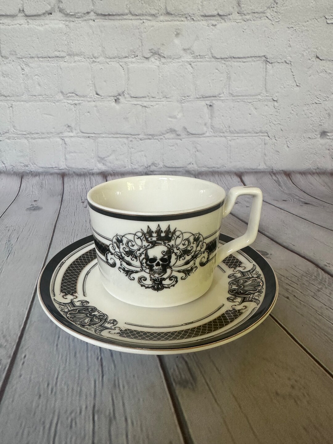Skull Teacup, Use as Halloween Decoration or Year Round Goth Home Decor ...