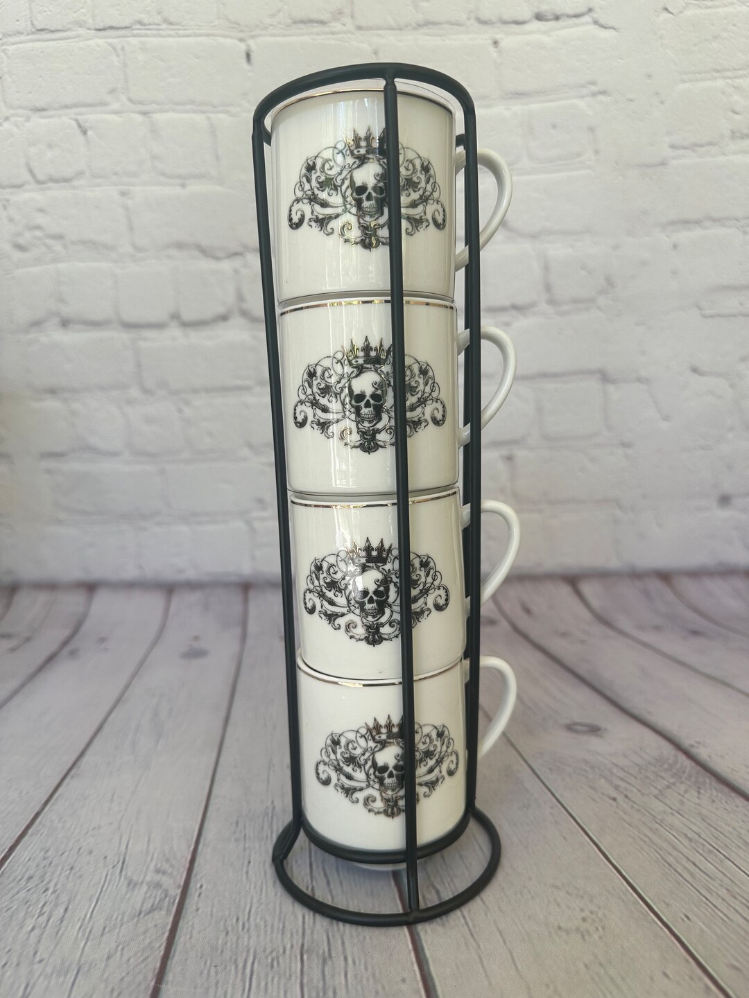 Skeleton Espresso Cup Stack, Set of 4 Cups, Perfect for Halloween or ...