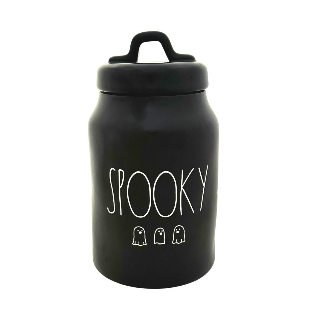 Rae Dunn Halloween 2022 Spooky Canister, Black Matte With White Letters ...