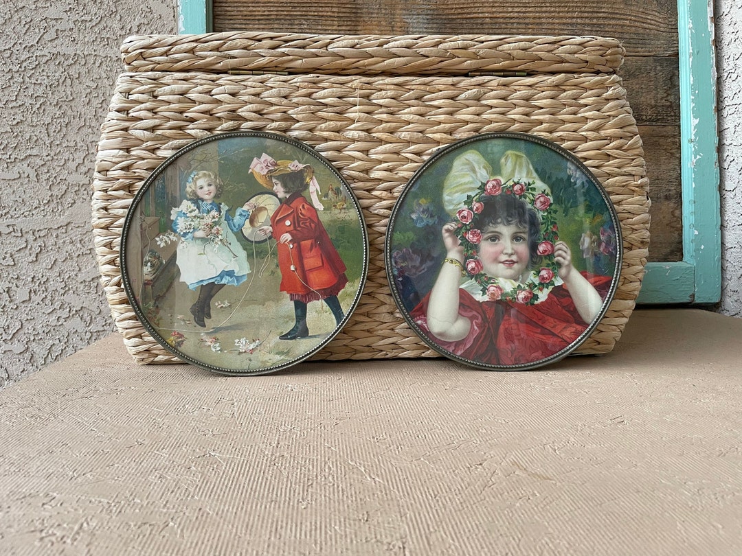 Victorian Children Lithograph Flue Covers. Wall Décor. Louise Haggard ...