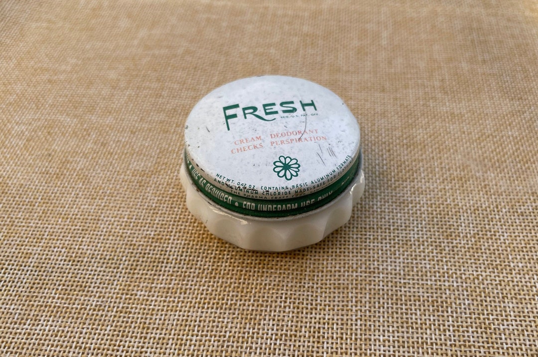 Fresh, Cream Deodorant Milk Glass Jar. Checks Perspiration. Empty Milk ...