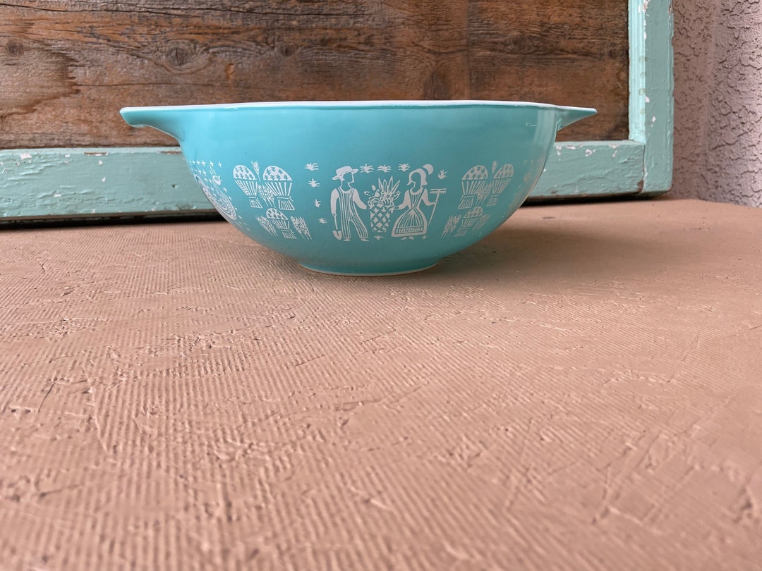 Pyrex Butterprint Mixing Bowl. Turquoise. 444. 4 Qts. Wheat. Farmers ...