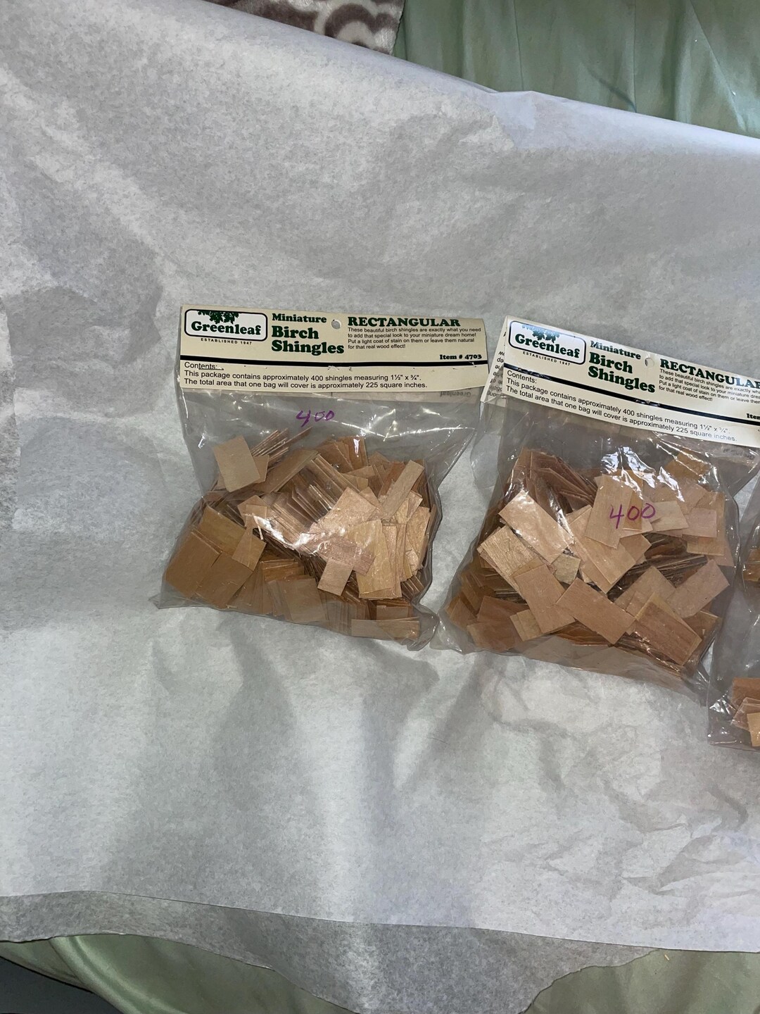 Greenleaf Miniature Birch Shingles. Rectangular. Dollhouse. Size 1 1/2 ...