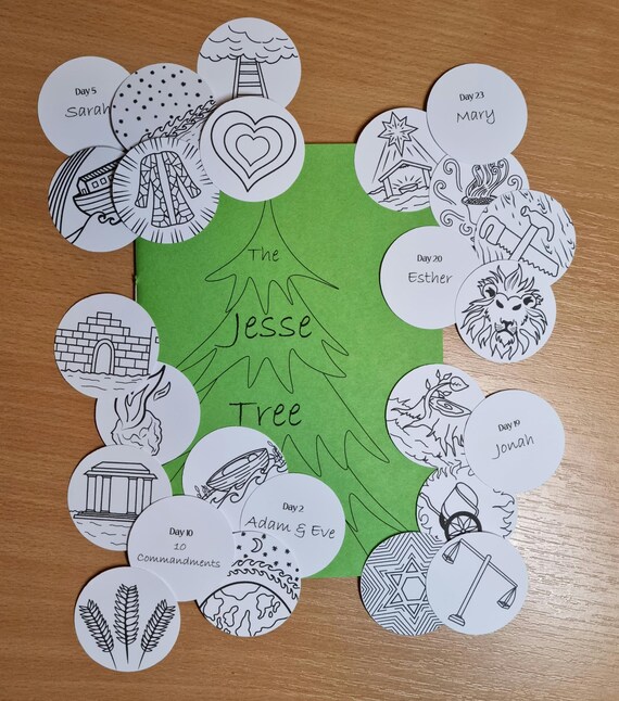 Jesse Tree Colouring Set | Etsy