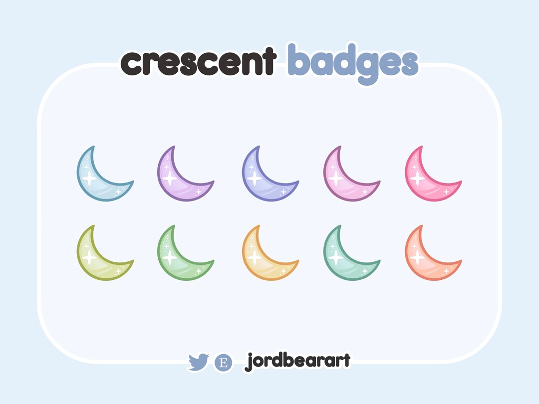 Pastel Rainbow Crescent Moon Badges Ready to Use for Twitch / Discord ...
