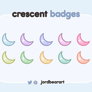 Pastel Rainbow Crescent Moon Badges Ready to Use for Twitch / Discord ...