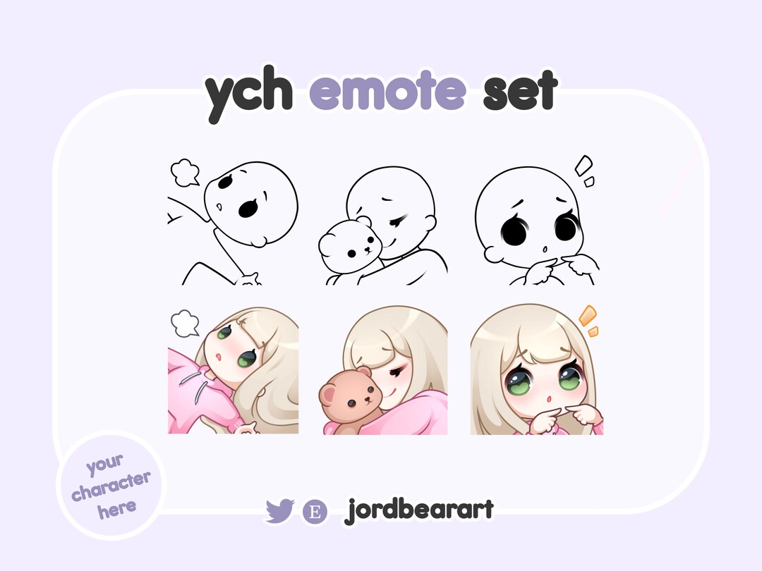 Custom 3 YCH Emote Bundle Dead Sigh Teddy Bear Hug Cuddle Shy Blush ...