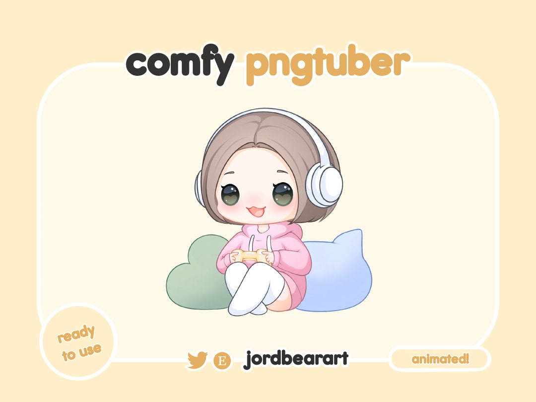 Comfy Gamer Girl Short Milky Brown Hair Eyes Reactive Image Streaming ...