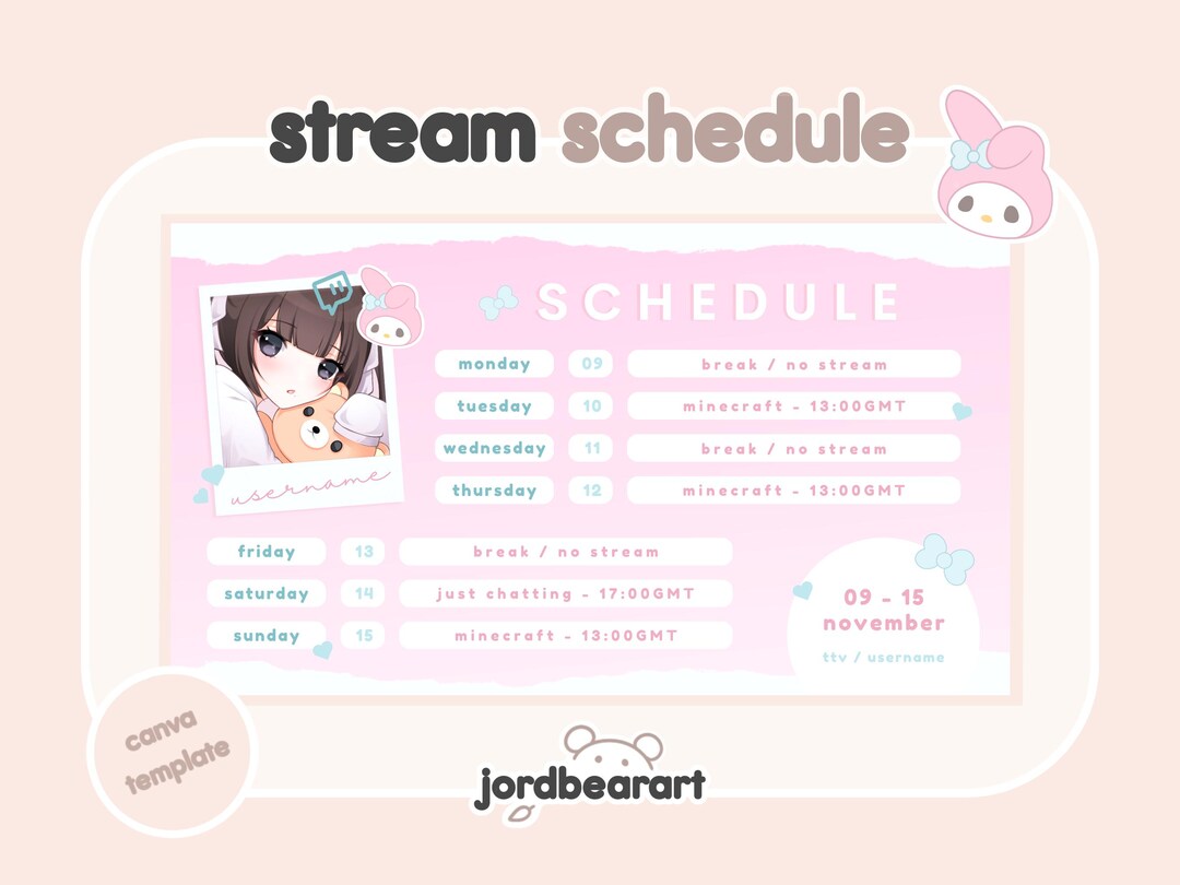 Melody Pink Blue White Aesthetic Egirl Themed Stream Schedule for ...