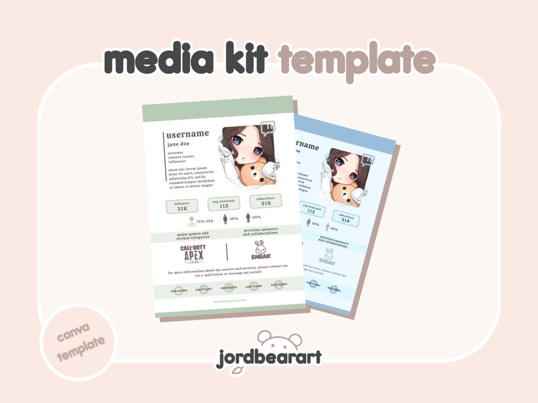 Media Kit Template for Twitch Discord Youtube Streamers Social Media ...