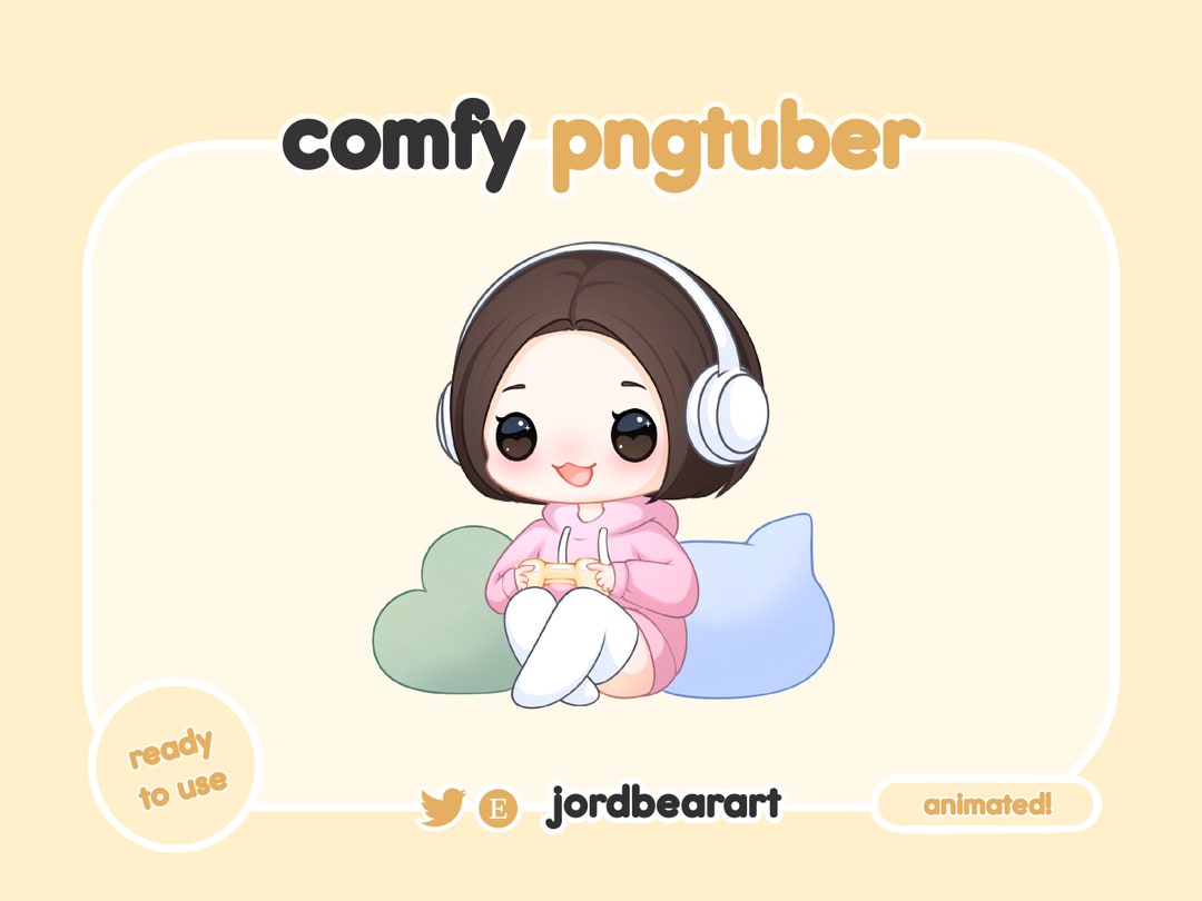 Comfy Gamer Girl Short Brown Hair Brown Eyes Reactive Image Streaming ...