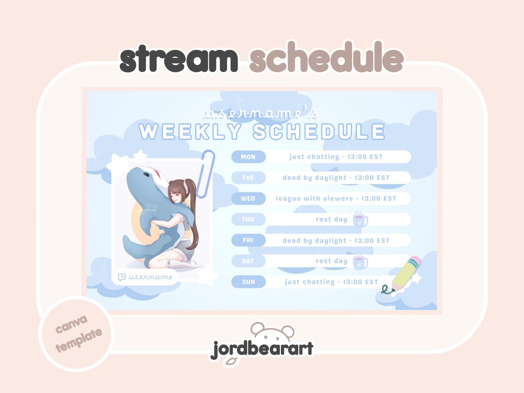 Blue Sky Starry Aesthetic Egirl Themed Stream Schedule for Twitch ...