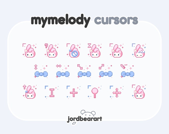 17 Animated Pink & Blue Bow Bunny Melody Mouse Pointer Cursors (windows ...