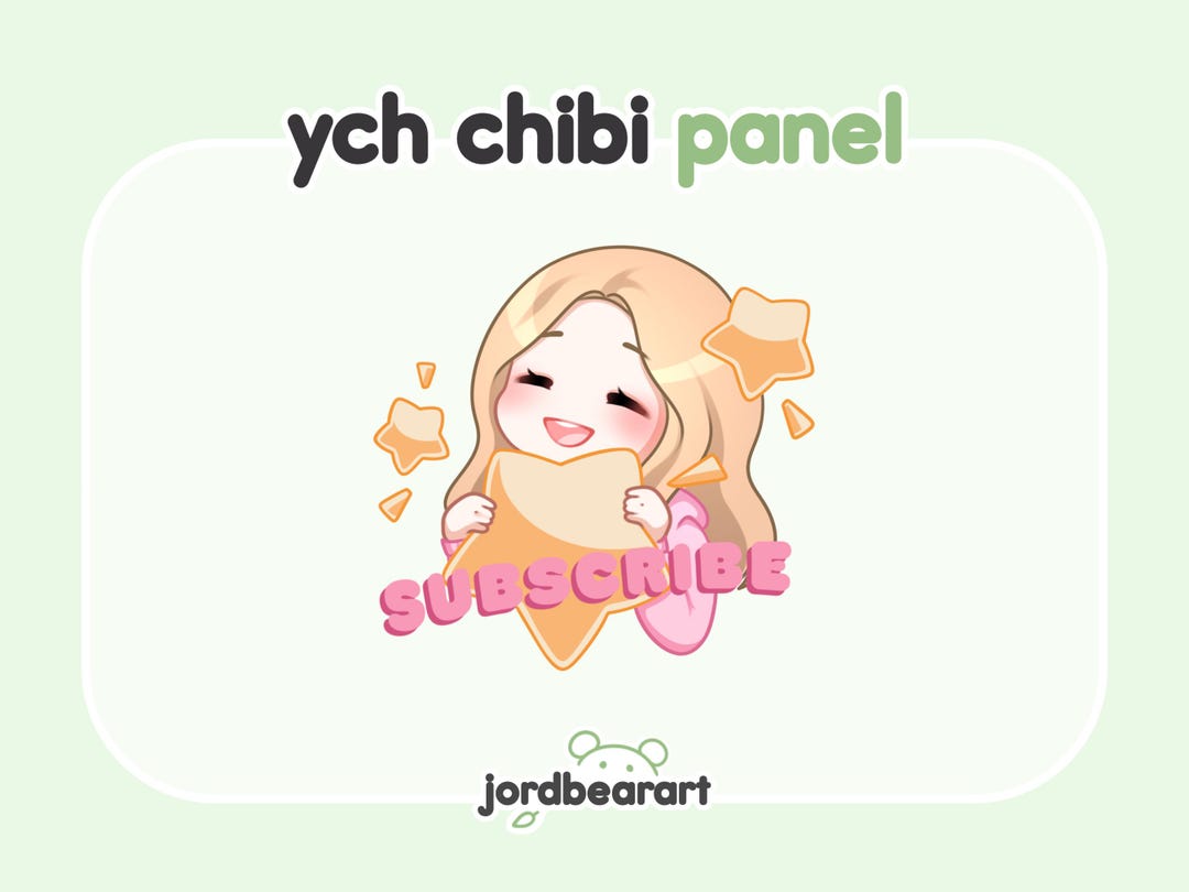YCH Kawaii Chibi Subscribe Panel for Twitch Youtube Streamers Graphic ...