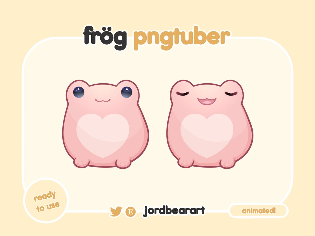 Pngtuber Uwu Animal Frog Pink Grey Eyes PNG Tuber Streaming Avatar ...