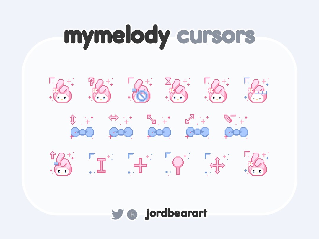 17 Animated Pink Melody Blue Bow Bunny Kawaii Mouse Cursors windows ...