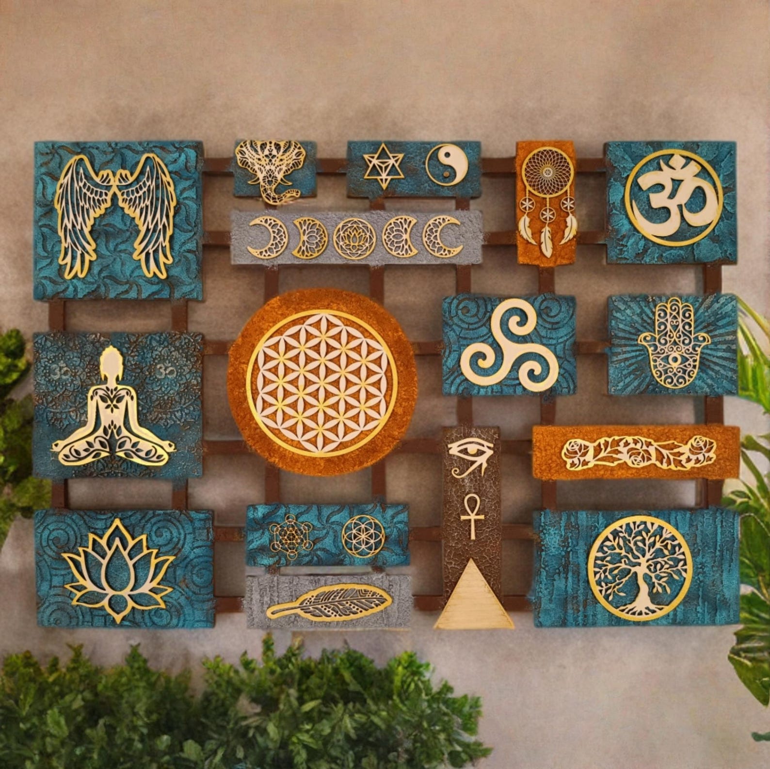 Handcrafted Wooden Sacred Geometry and Spiritual Wall Art | Bohemian ...