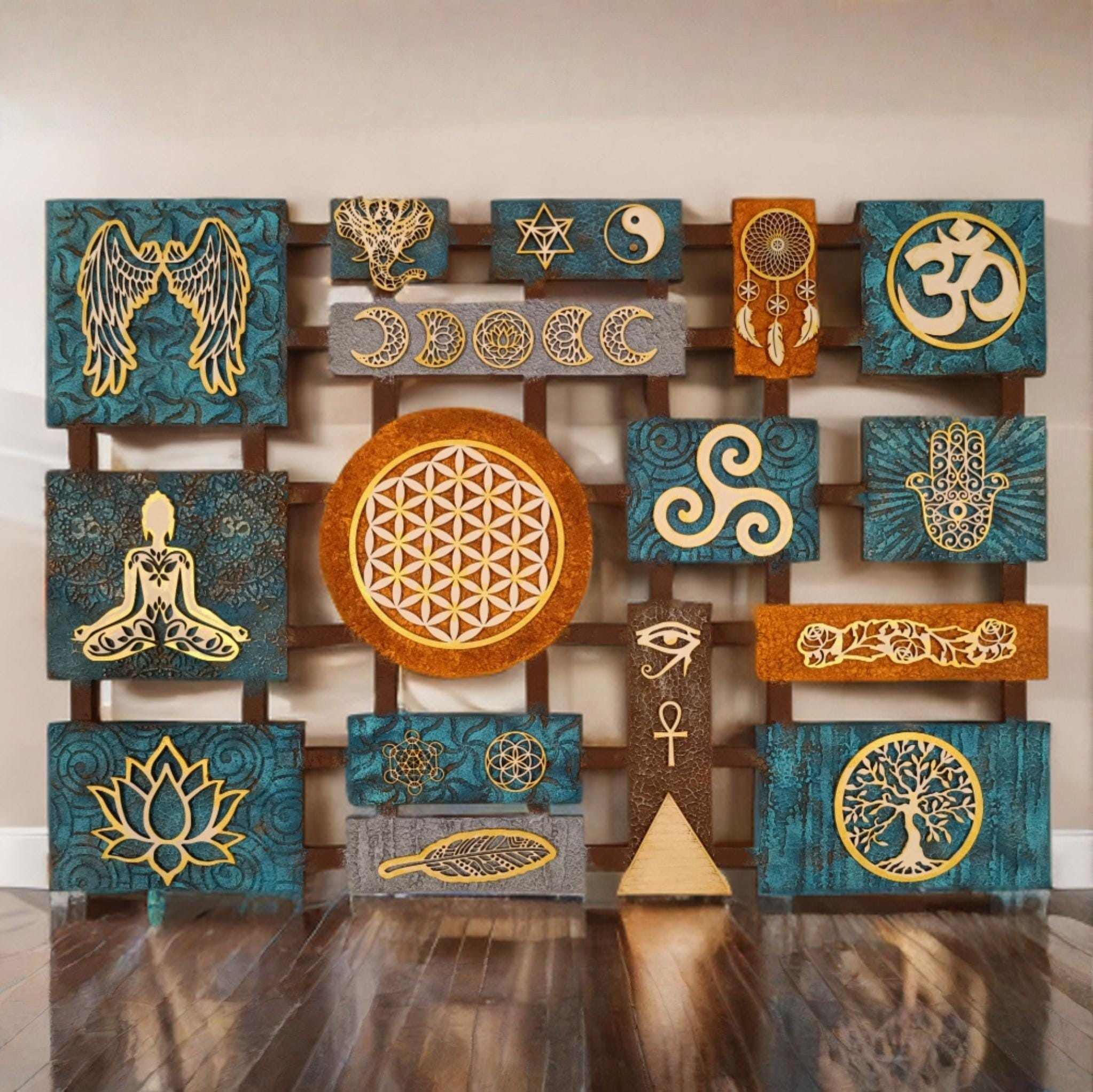 Handcrafted Wooden Sacred Geometry and Spiritual Wall Art | Bohemian ...