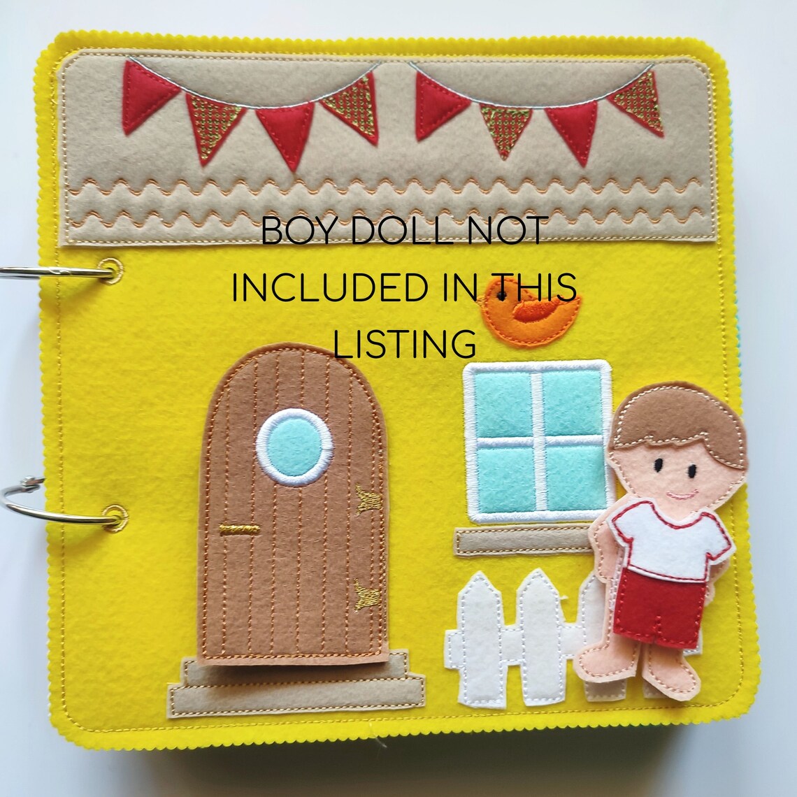 Dollhouse Boy Front Quiet Book Page Embroidery Design, Boy Toddler ...