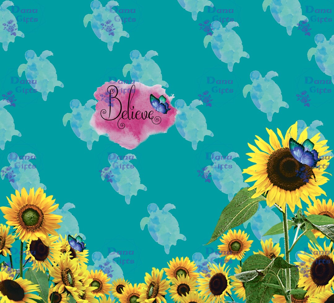 Turtles and Sunflowers Design for 20 Oz Tumbler Straight - Etsy