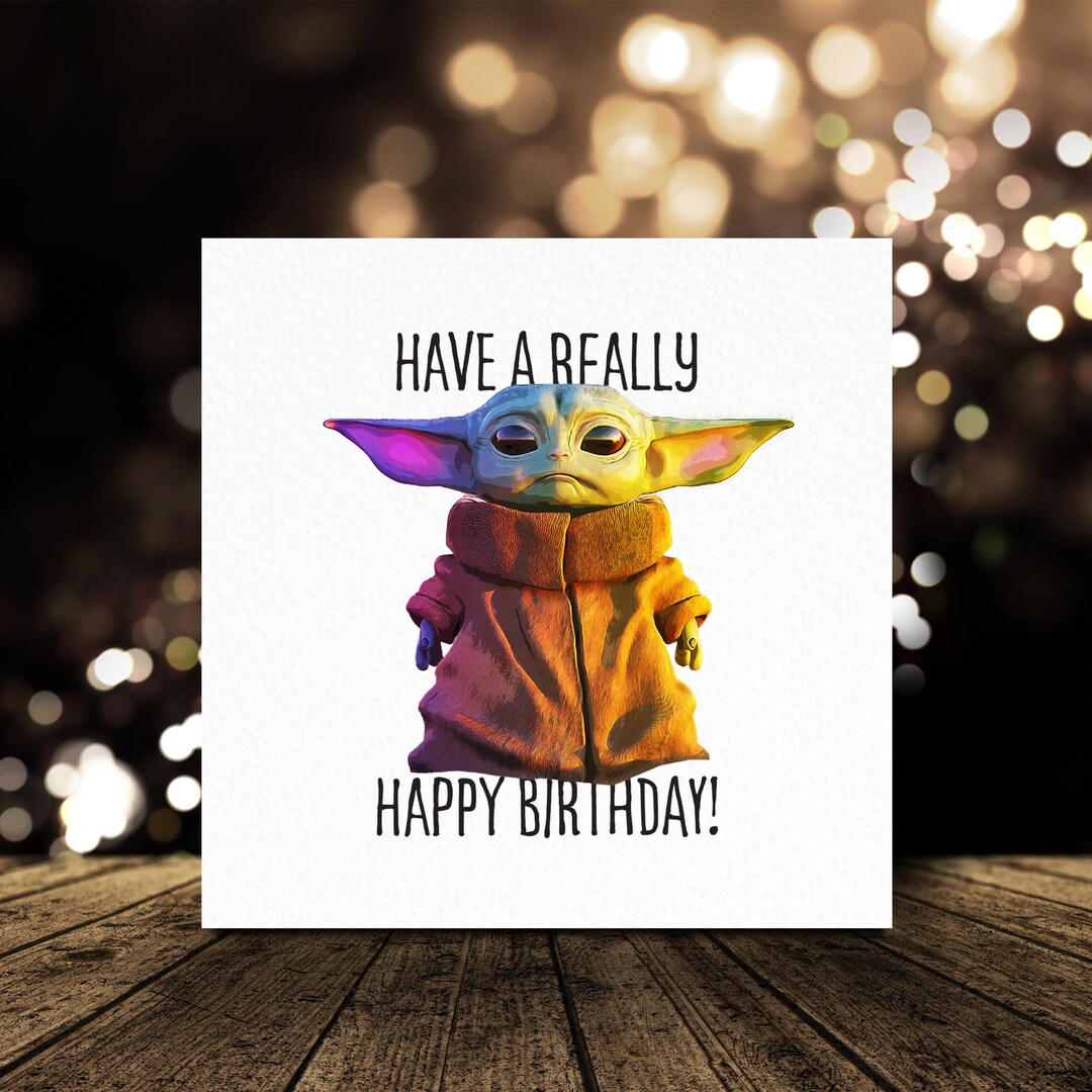 Baby Yoda Birthday Card Fully Customisable 001 - Etsy