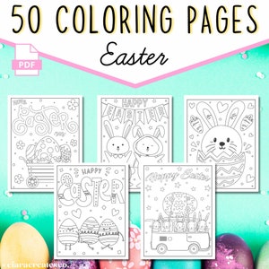 50 Easter Coloring Pages, Printable Coloring Book, Easter Coloring ...