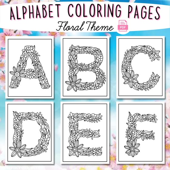 Alphabet Coloring Pages Mindfulness Coloring Flower | Etsy