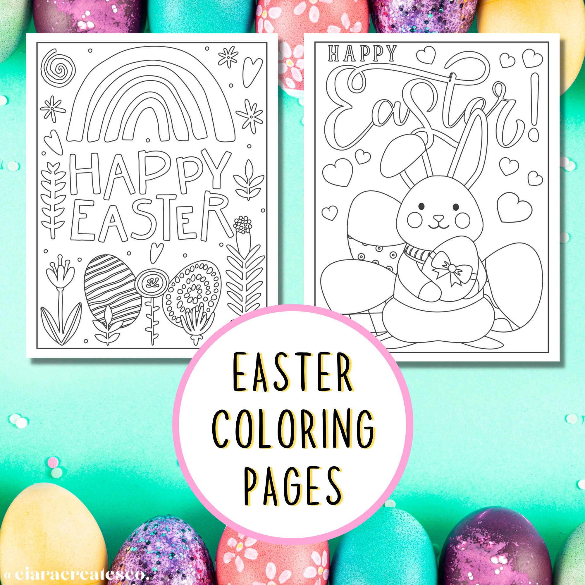 50 Easter Coloring Pages, Printable Coloring Book, Easter Coloring ...