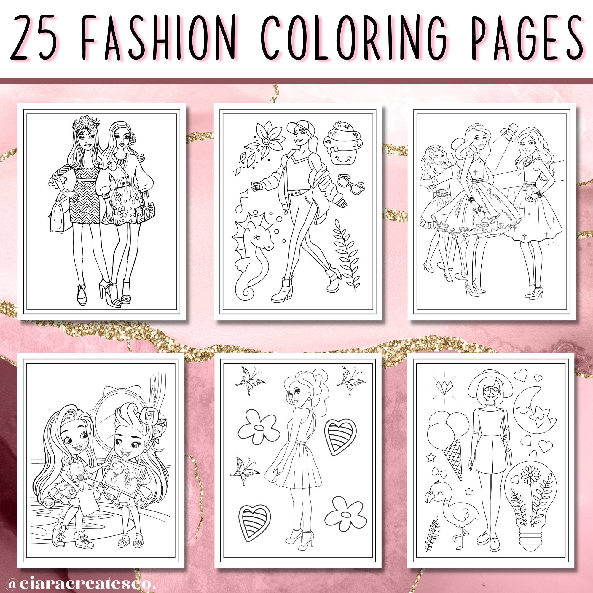 Fashion Coloring Pages, Fashion Coloring Book, Fashion Lover Kids Gift ...