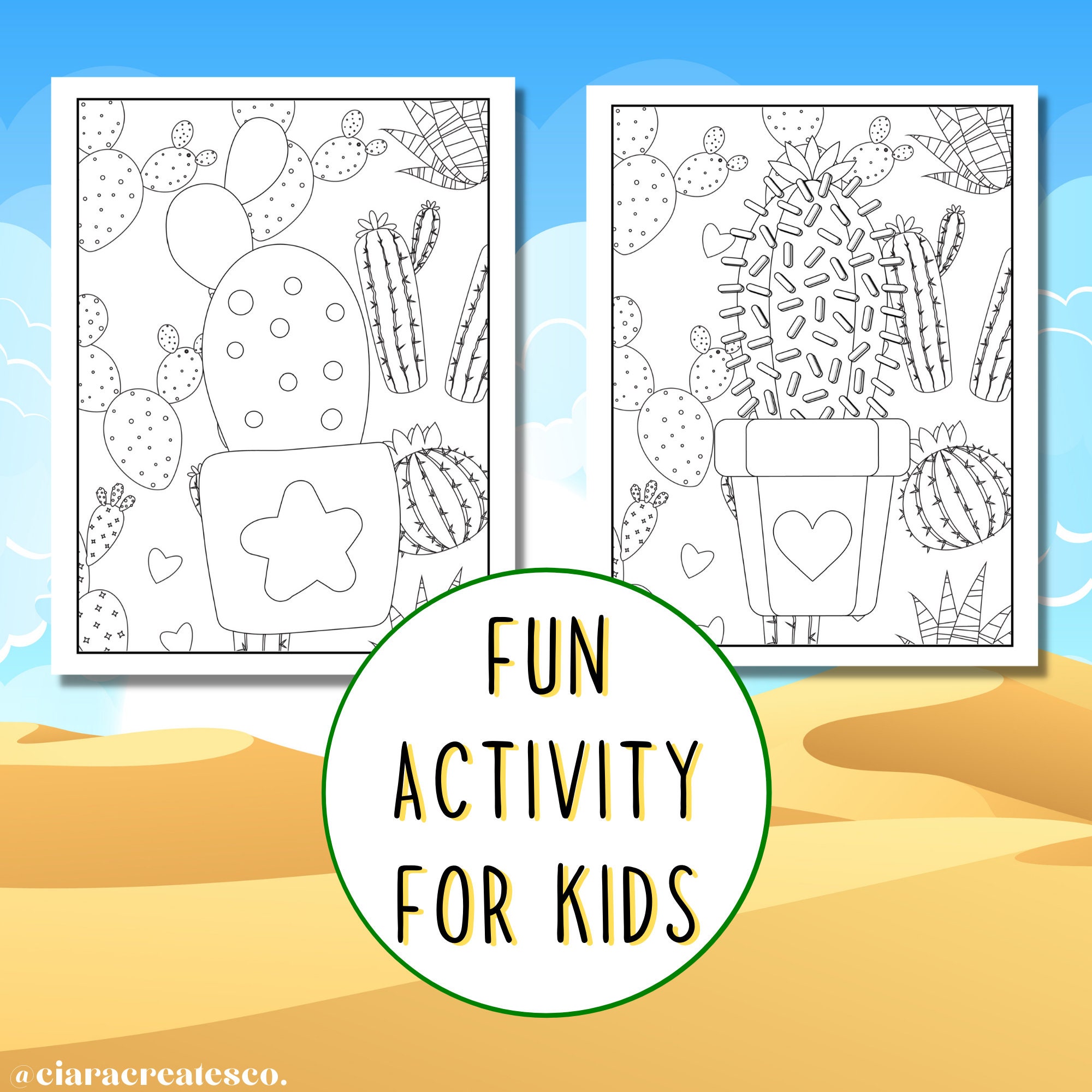 Cactus Coloring Pages for Kids, Printable Succulent Coloring Pages ...