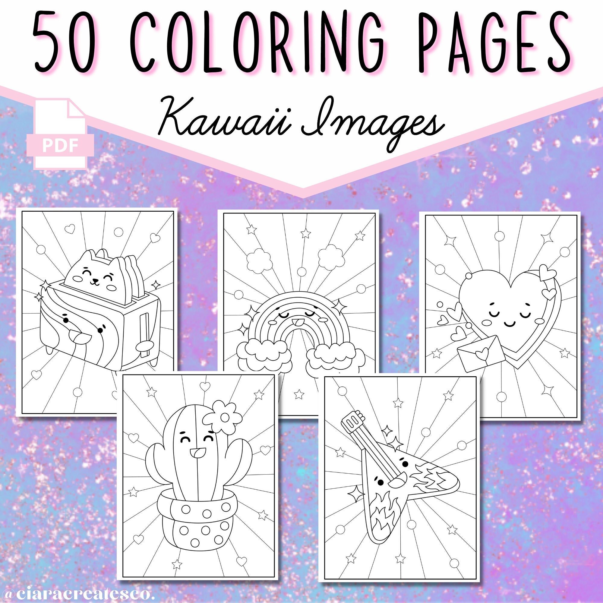 50 Cute Coloring Pages Kawaii Coloring Pages for Kids - Etsy Canada