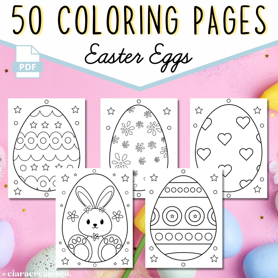 50 Easter Egg Coloring Pages, Easter Coloring Book, Easter Coloring ...