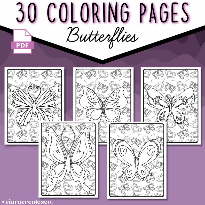 30 Butterfly Coloring Pages Butterfly Coloring Pages for Kids Birthday ...