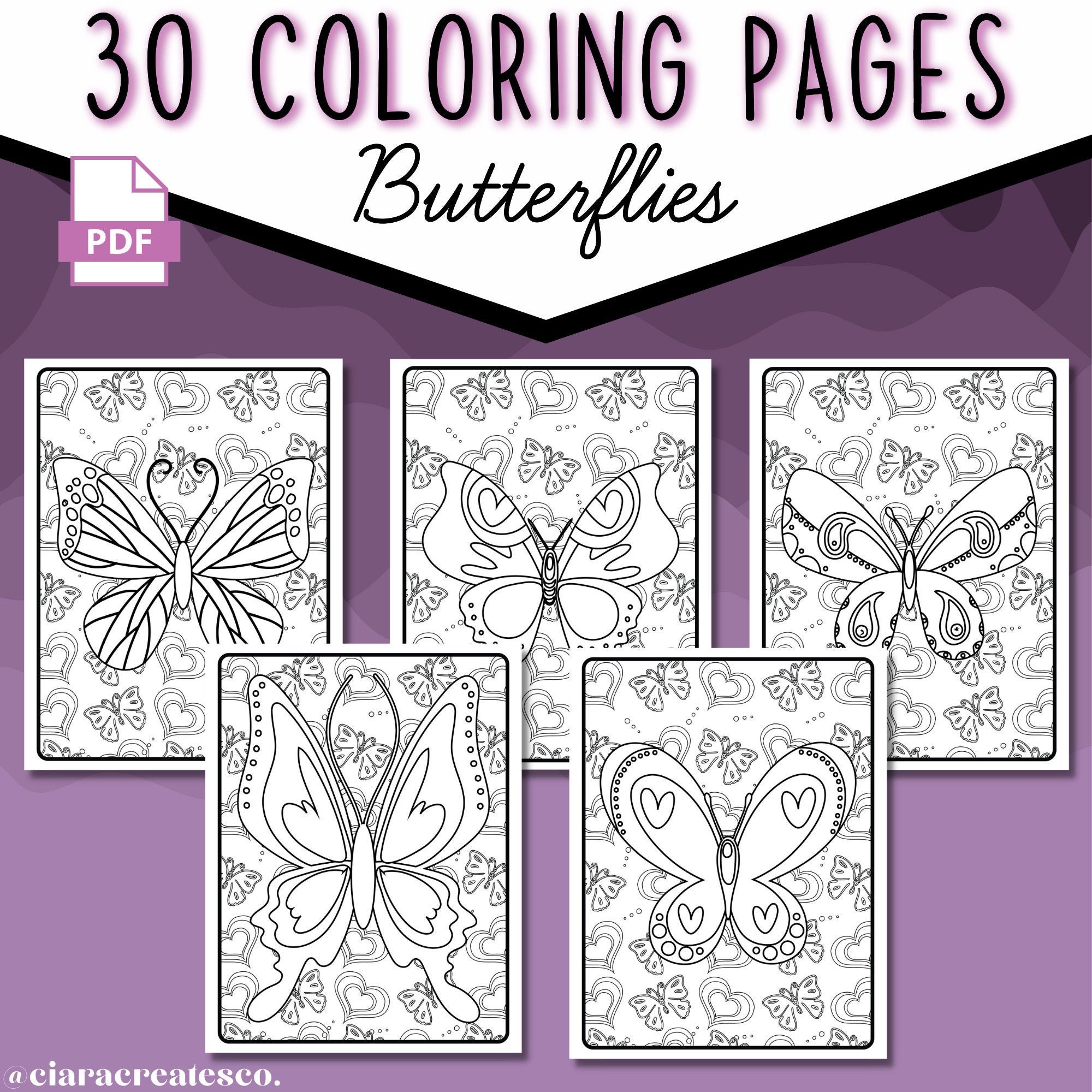 30 Butterfly Coloring Pages Butterfly Coloring Pages for Kids Birthday ...