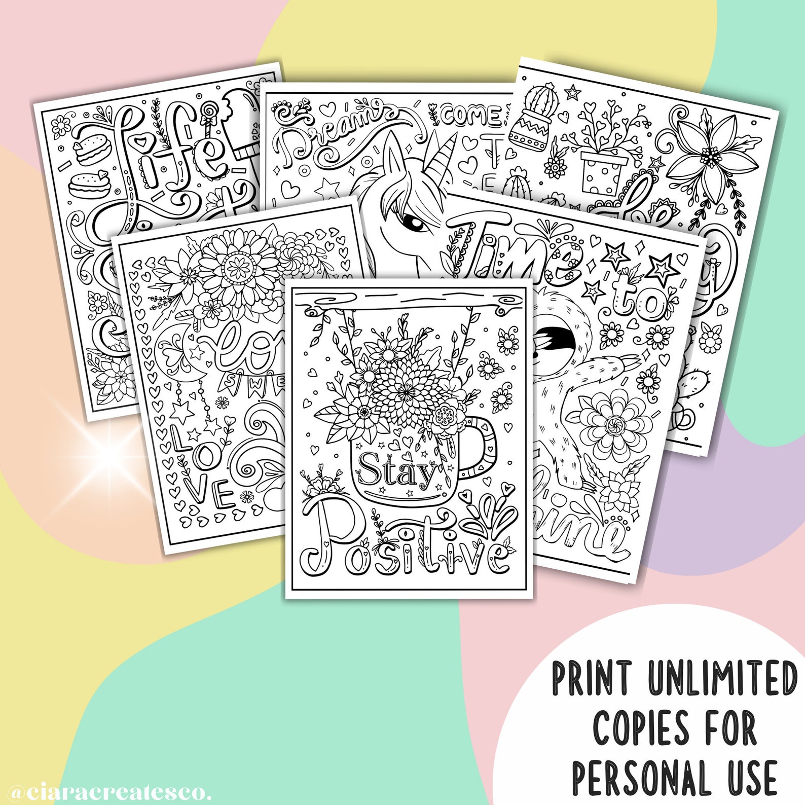 Inspirational Coloring Pages for Kids, Positive Affirmations ...