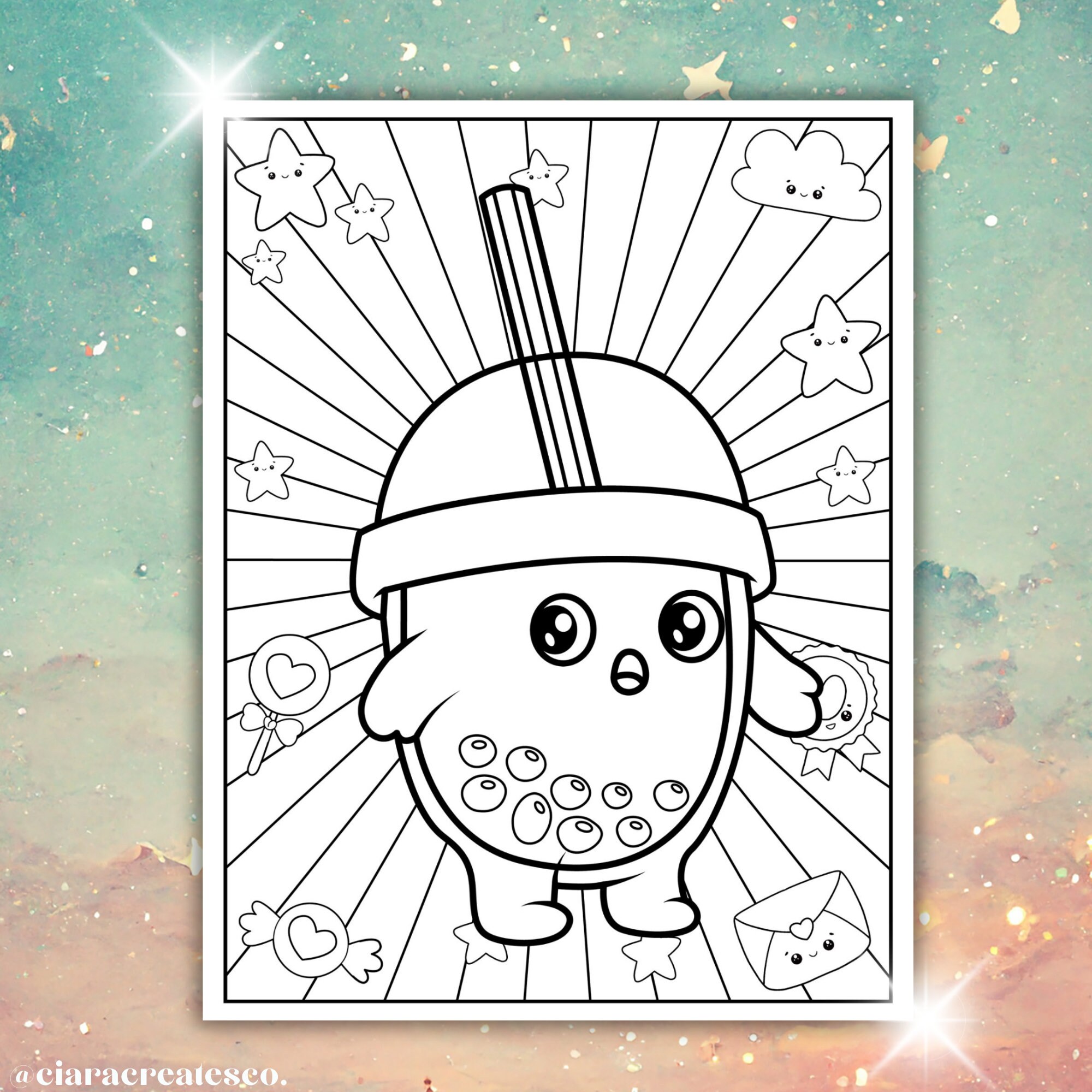Kawaii Food Coloring Pages, Cute Cartoon Coloring for Kids, Kawaii Food ...