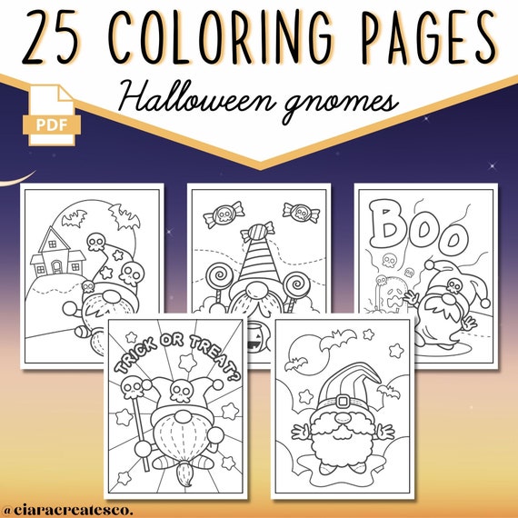 25 Cute Halloween Coloring Pages for Kids Gnome Coloring - Etsy
