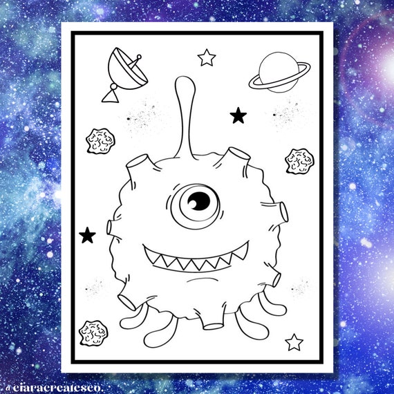 Outer Space Alien Coloring Page