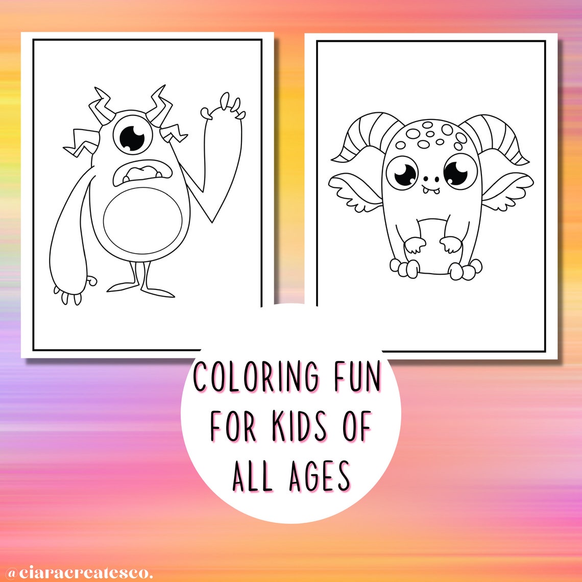 40 Cute Monster Coloring Pages for Kids Monster Coloring - Etsy