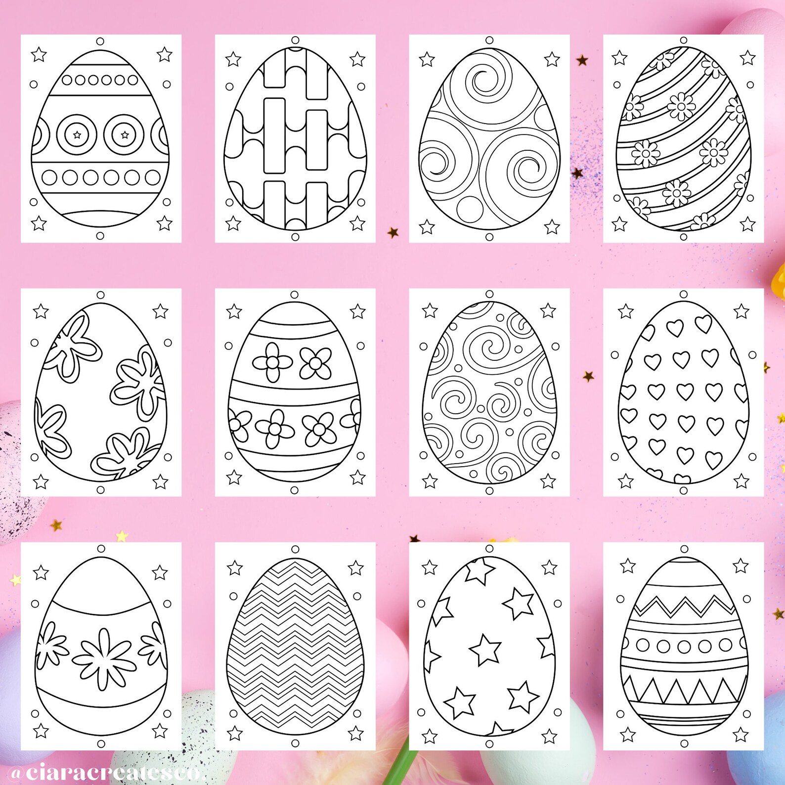 50 Easter Egg Coloring Pages, Easter Coloring Book, Easter Coloring ...