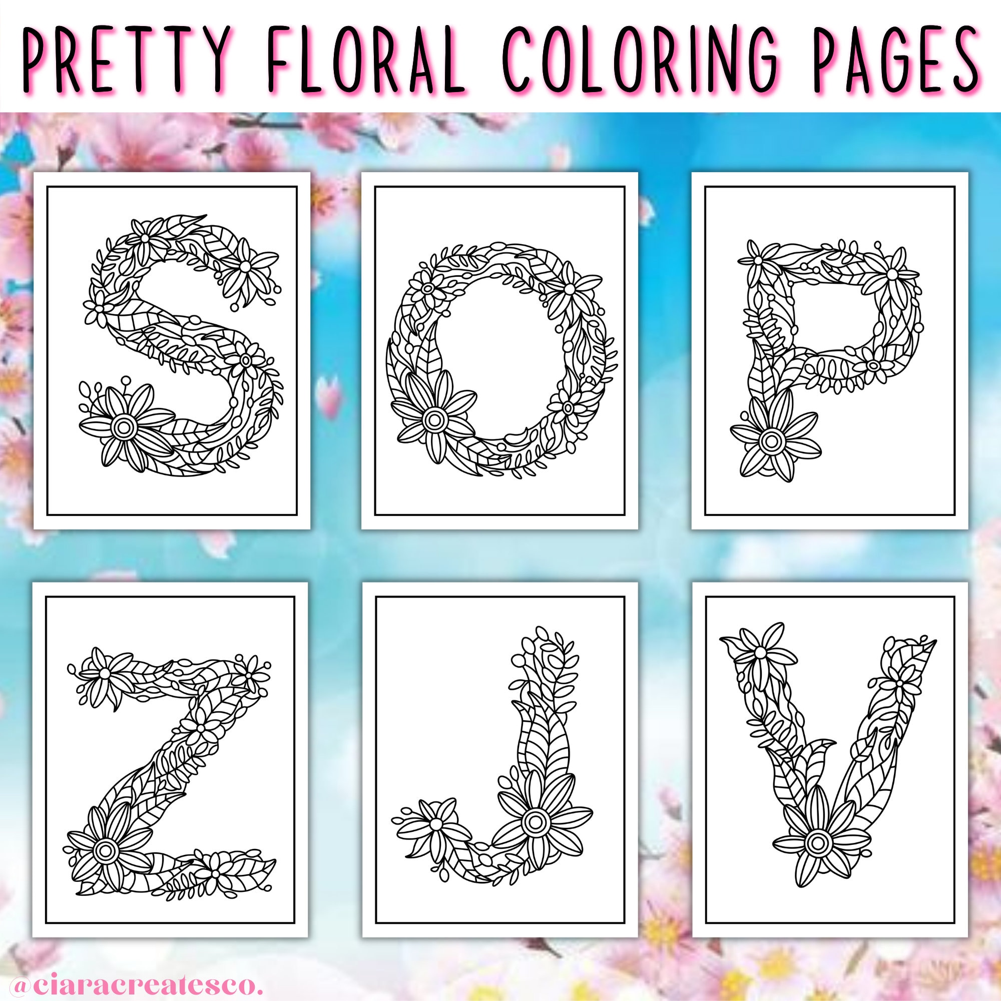 Alphabet Coloring Pages, Mindfulness Coloring, Flower Alphabet ...
